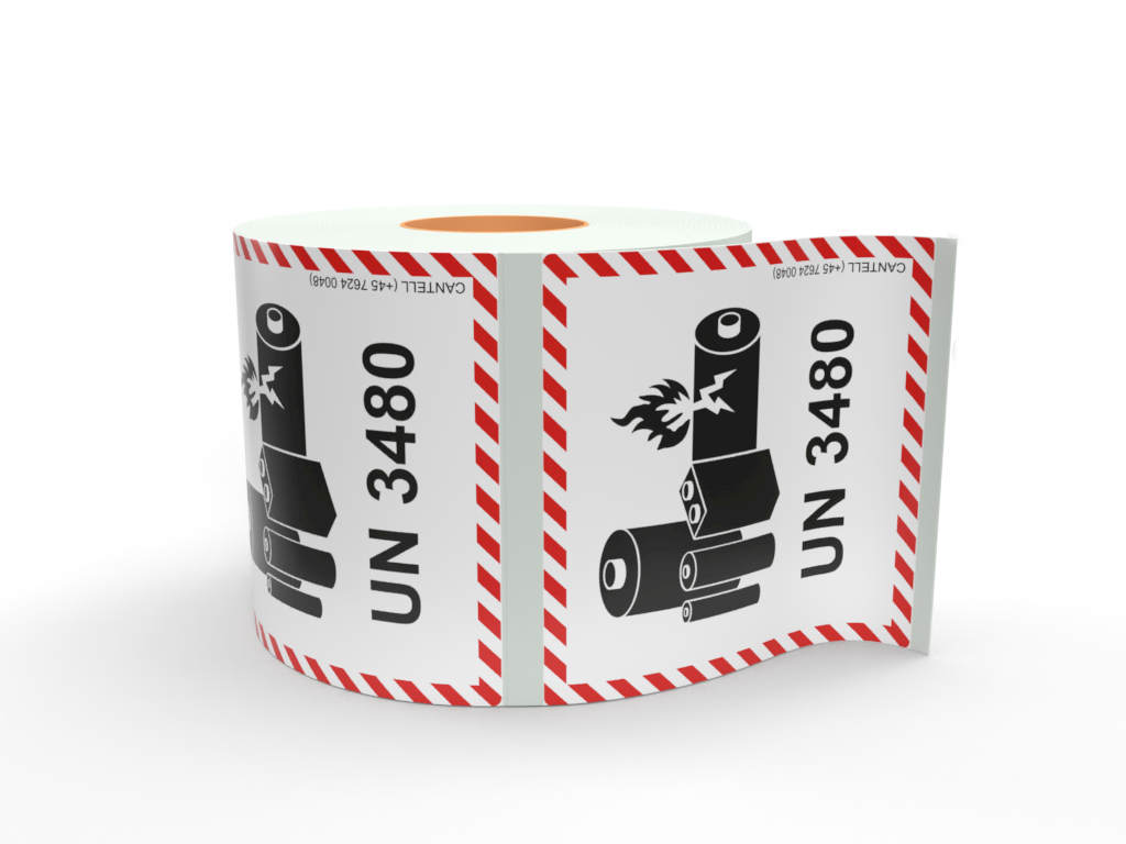 Lithiumbatterilabel UN 3480 - fareetiket/faremærkat