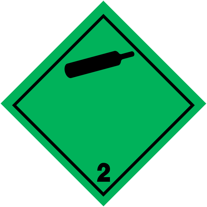 Non-flammable non-toxic gases class 2.2, labels for dangerous goods