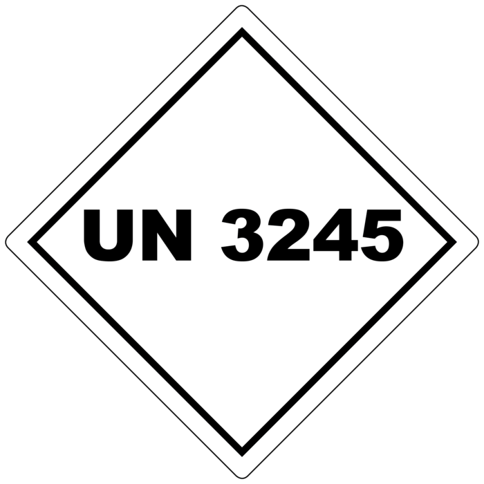 Etiket påtrykt UN 3245 i ruller á 250 stk
